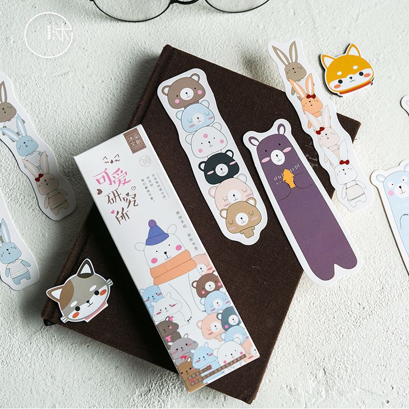 Hộp 30 Bookmarks Gấu Thỏ Mèo Cực Đáng Yêu Có Thể Dùng Làm Postcard ...