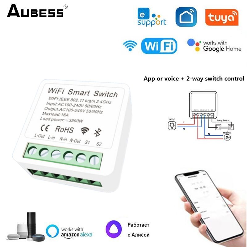 Aubess 16a Ewelink Mini Wifi Smart Switch Hẹn giờ ứng dụng giọng nói ...