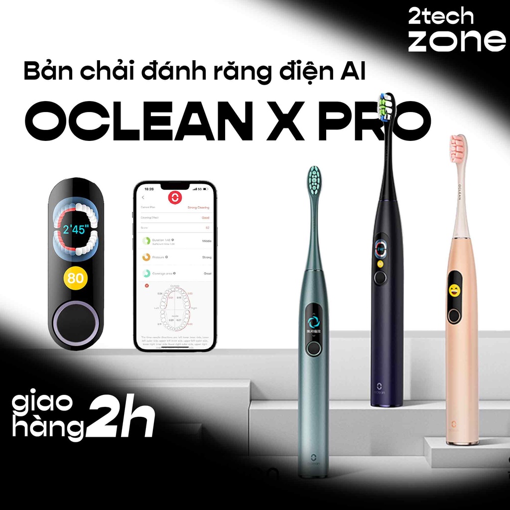 Bàn chải đánh răng điện AI Oclean X Pro - Tự động điều chỉnh cường độ rung với AI, phát hiện ...