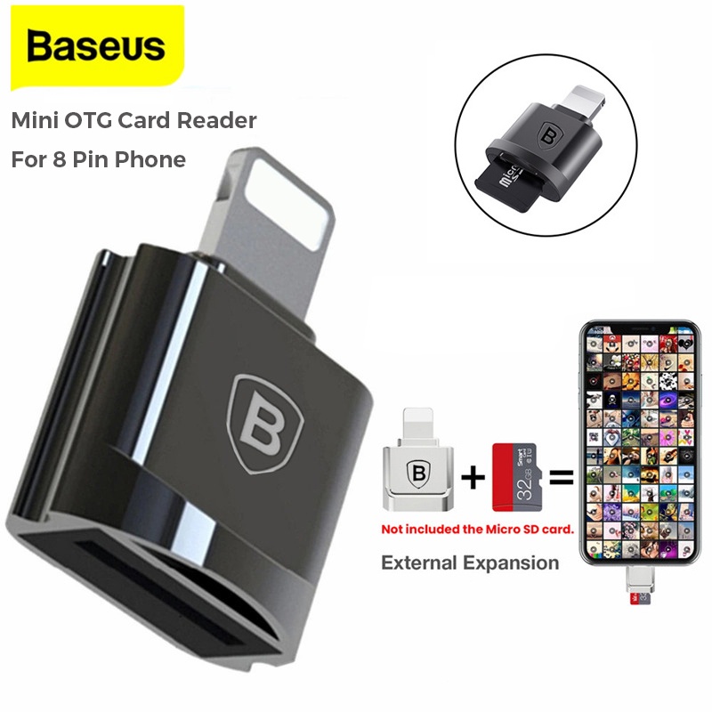 BASEUS Đầu Đọc Thẻ Nhớ 8 Pin OTG Cho Điện Thoại | Shopee Việt Nam