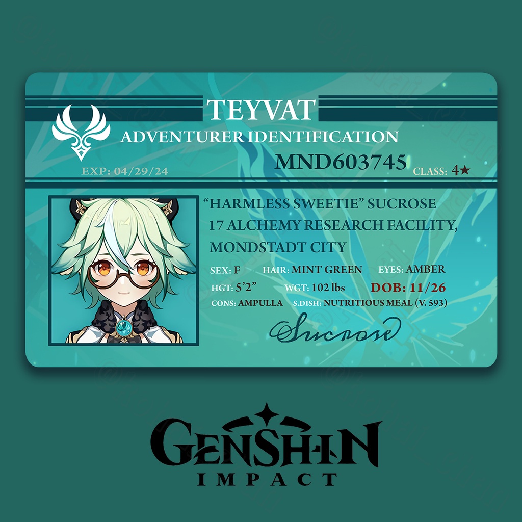 Card Bo Góc Genshin Impact ID Card [ Venti Mona Kaeya Razor Klee ...