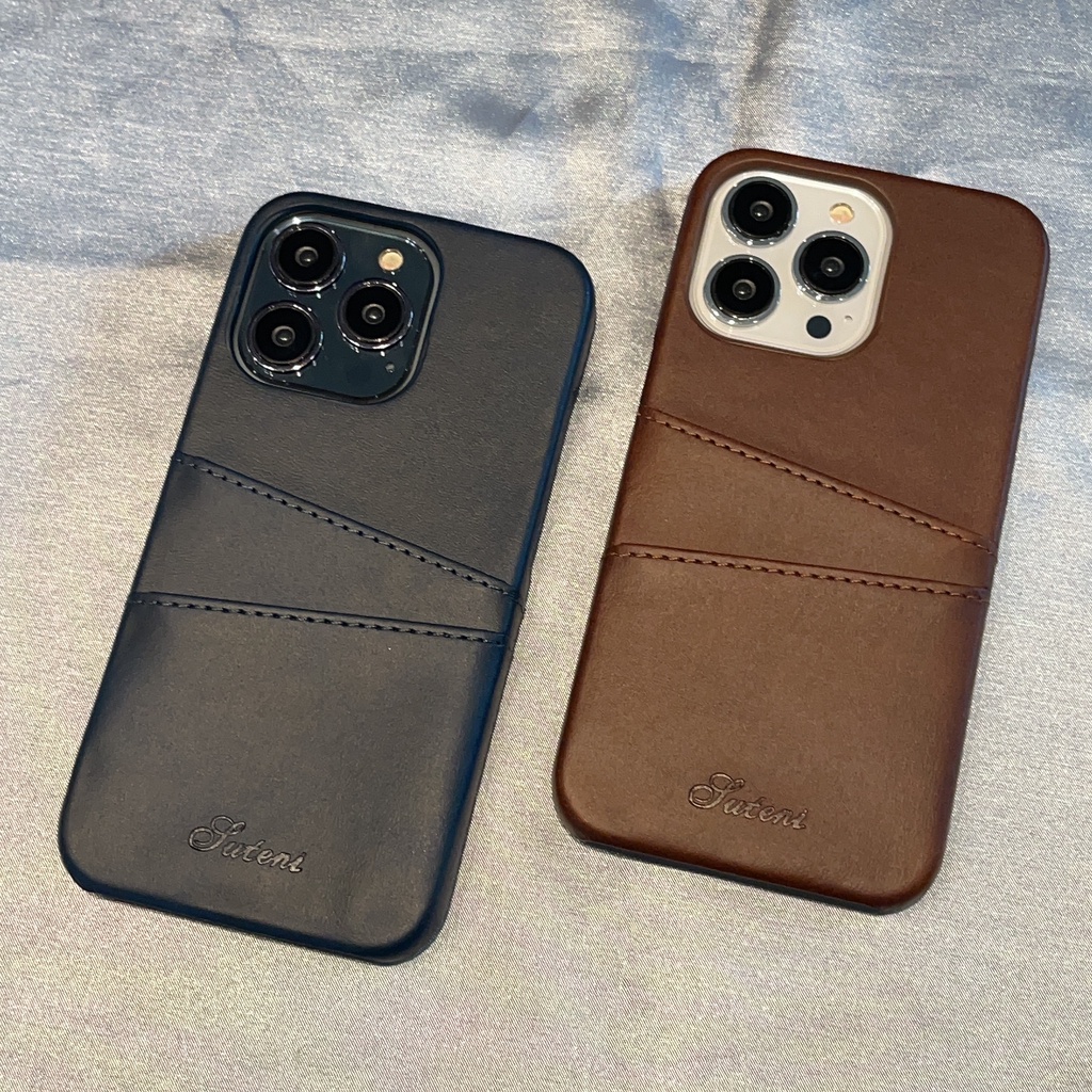 Ốp Da Bò Cho iPhone 13 Pro Max 14 Plus 12 11 Pro Dual Khe Cắm Thẻ Bảo ...