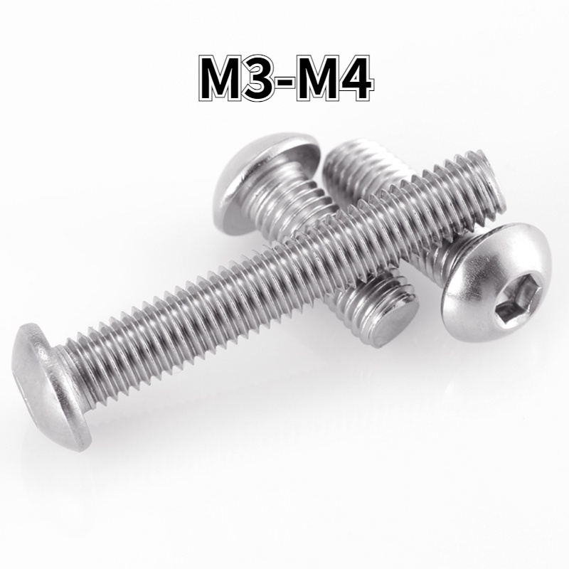 [xjk] Sus304 đầu tròn ổ cắm hình lục giác vít bằng thép không gỉ đầu tròn bu lông hình bán ...