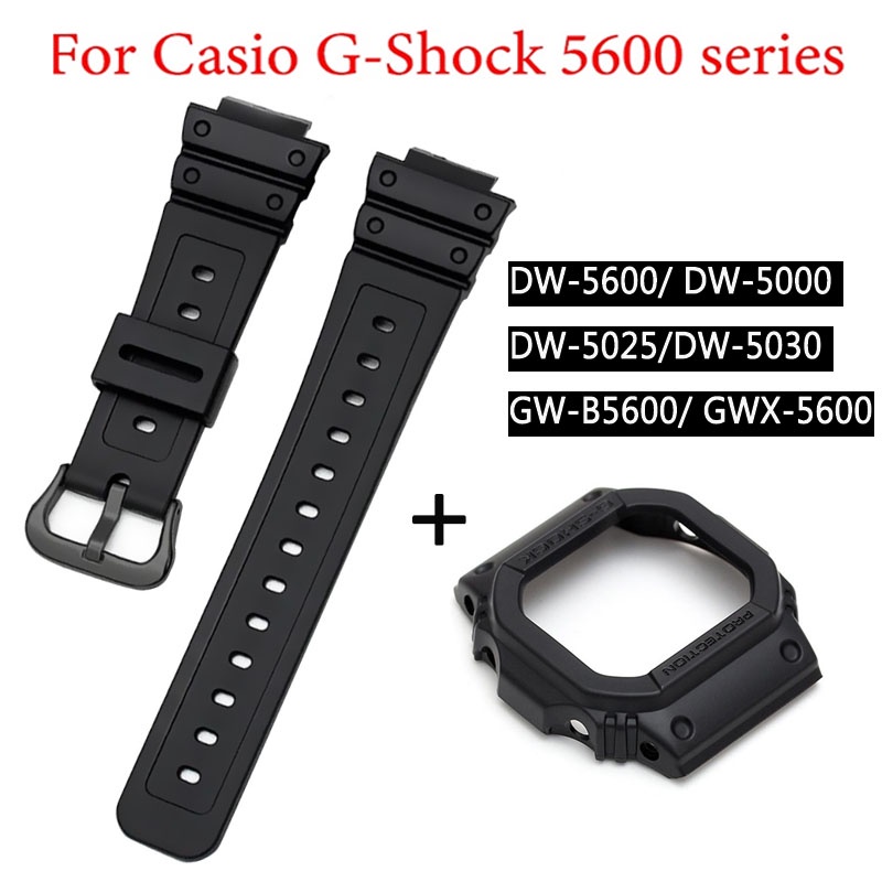 Gờ đồng hồ silicon + dây đeo cho casio g-shock dw-5600e dw-5700 dw-5735 ...