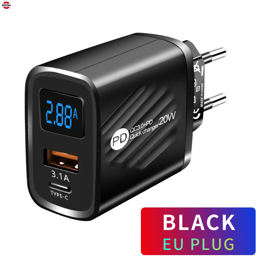 Bộ Chuyển Đổi Sạc Nhanh 20W Usb Màn Hình Kỹ Thuật Số Sạc Nhanh Qc3.0 Pd Type-c Cho Xiaomi ...