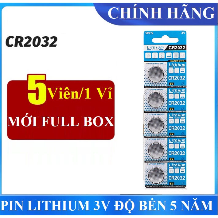 Vỉ 5 viên Pin lithium 3V CR2032 hàng mới 100% Full BOX dung lượng cao ...