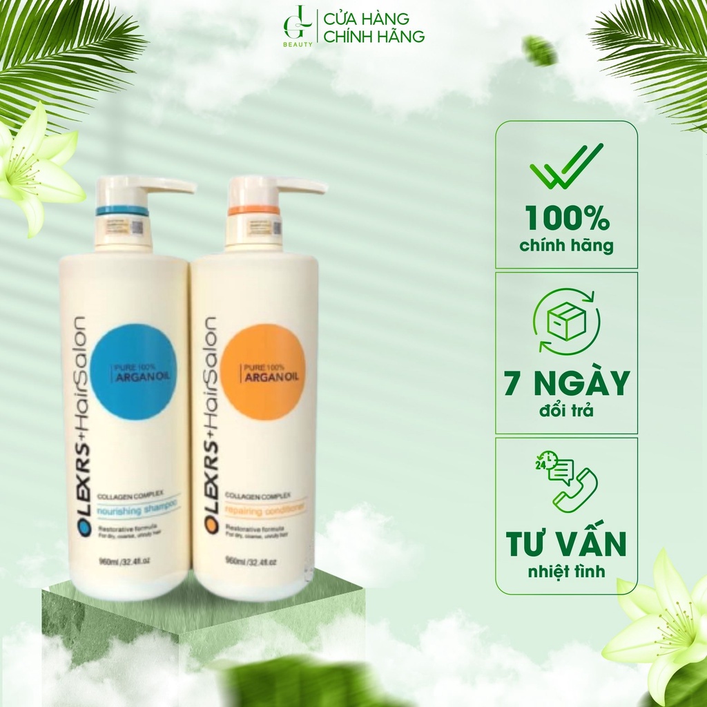 Cặp dầu gội xả Olexrs Argan Oil Collagen Hair Salon cho tóc khô hư tổn ...