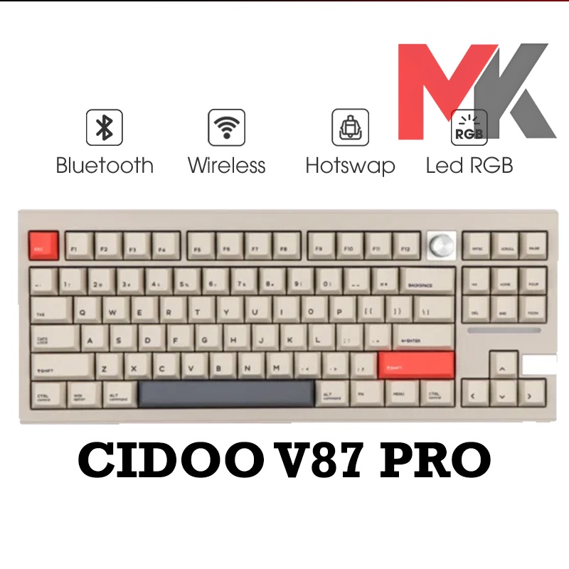 Bàn phím cơ Cidoo V87 Pro 3 Mode (Type-C/ 2.4Ghz/ Bluetooth) Mạch xuôi ...
