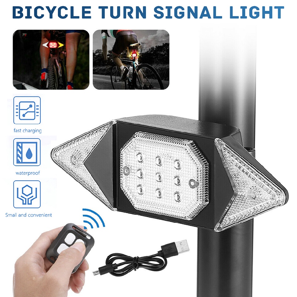 USB LED Bicycle Bike Indicator Rear Tail Turn Signal Light Wireless ...