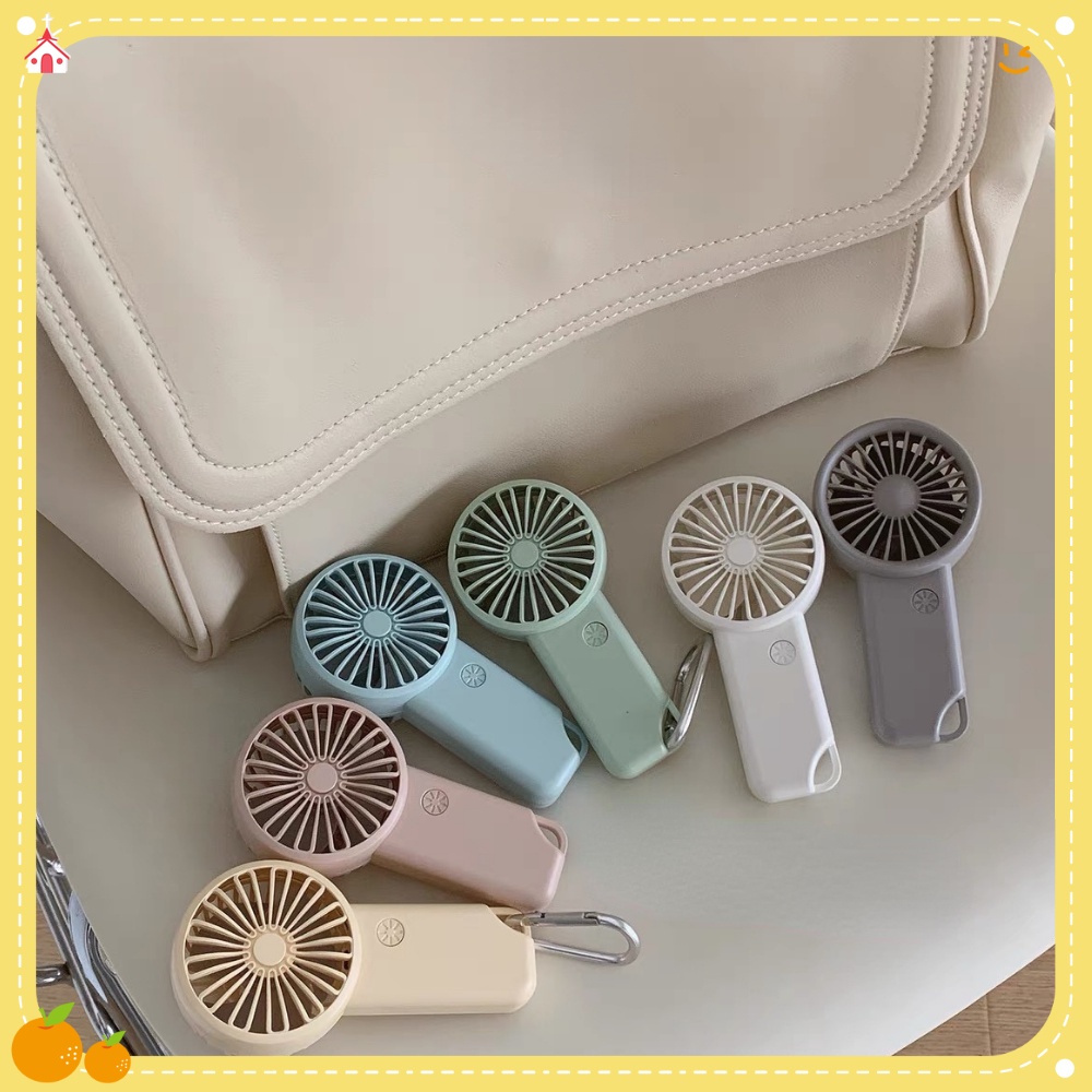 Quạt mini cầm tay sạc USB tặng kèm móc treo túi balo với 3 tốc độ gió ...