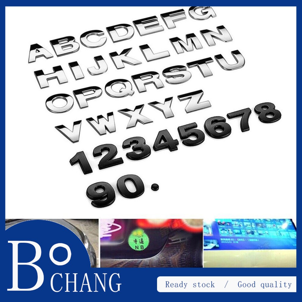 Bochang 1 25mm Đen Bạc Kim Loại DIY 3D Bảng Chữ Cái Xe Ô Tô Ô Tô Xe Máy ...