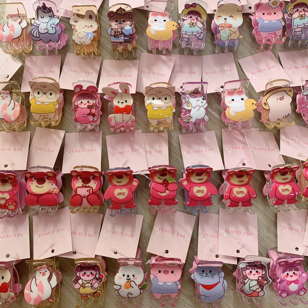 MEOWU Kẹp Tóc Càng Cua 5 Răng Gắn Sticker Gấu Dâu Kitty Melody ...