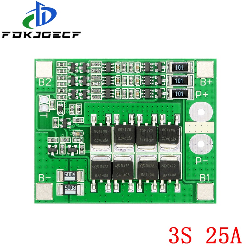 Mô Đun Sạc Pin Li-ion 18650 PCB BMS 3S 6A 8A 10A 20A 25A 30A 40A 60A ...