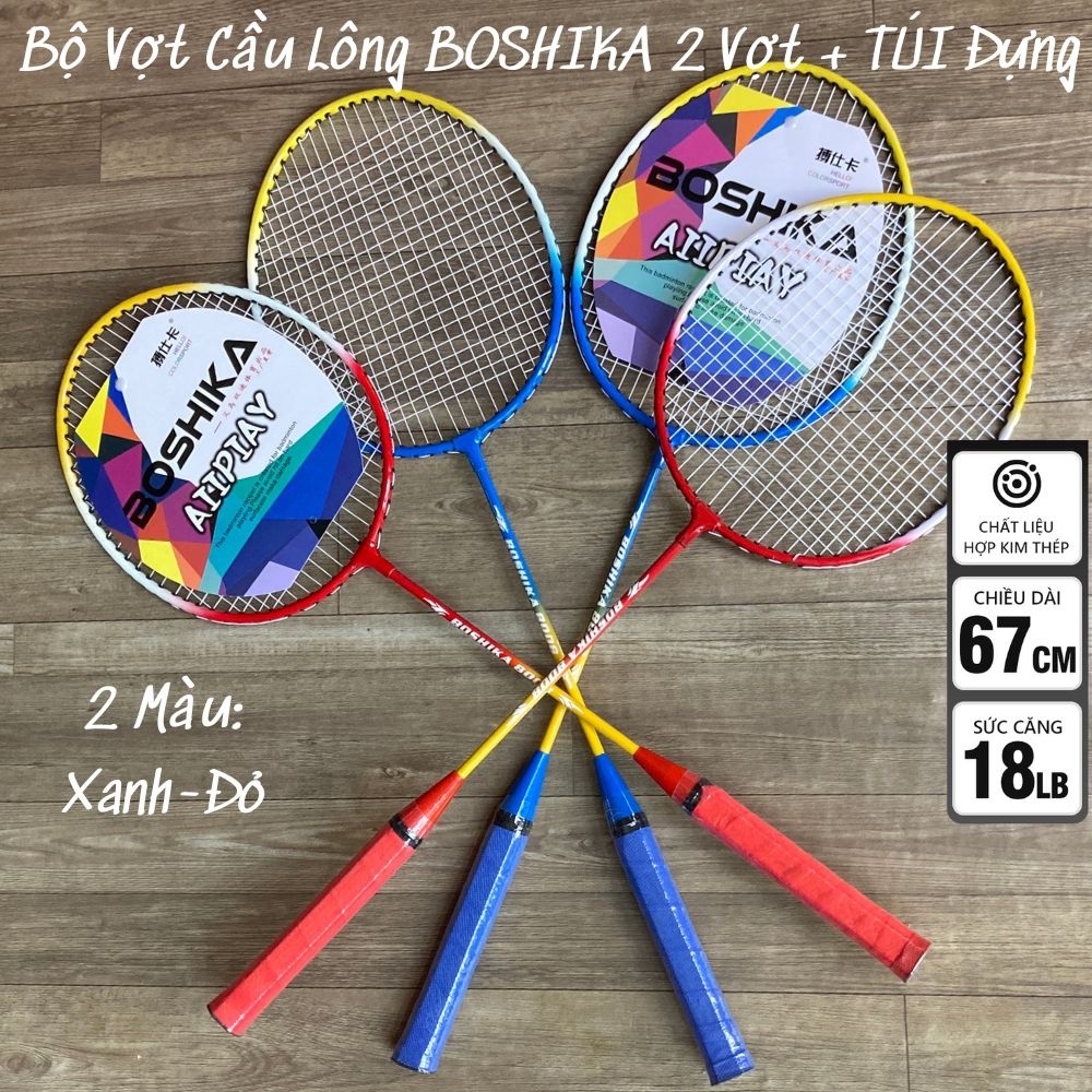 Bộ 2 chiếc vợt cầu lông Boshika khung hợp Kim cao cấp loại nhẹ, dễ chơi ...