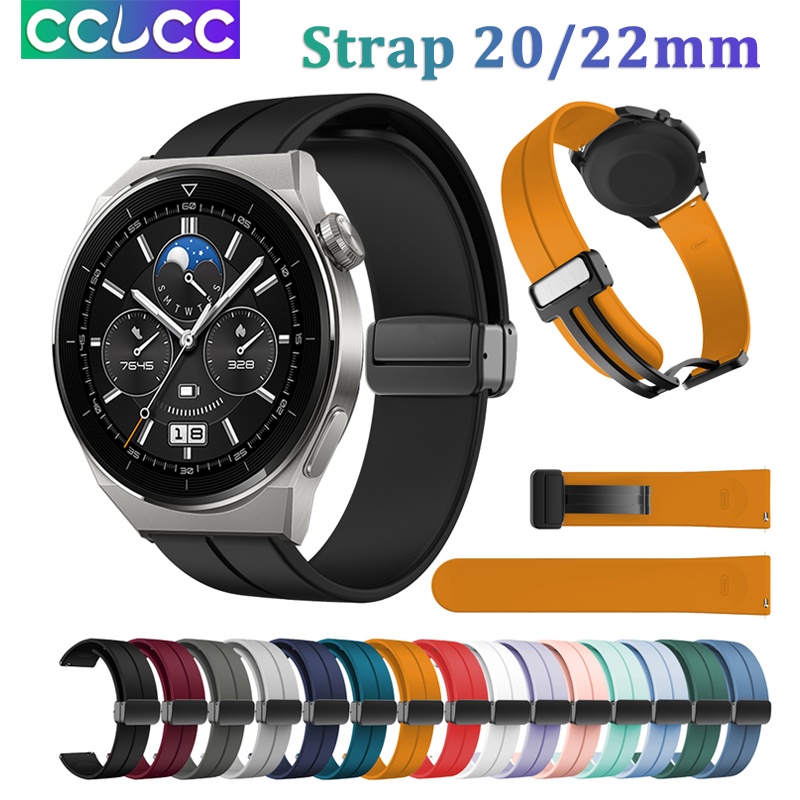 Cclcc 20mm 22mm silicone magnetic folding buckle strap cho huawei gt3 ...