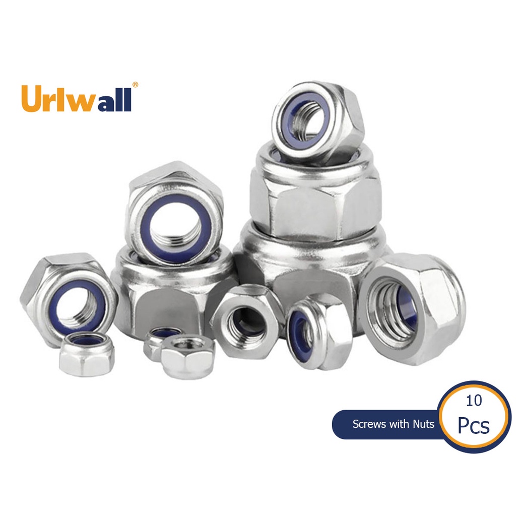 Urlwall 10 / 30 / 50 Chiếc Nylon Locknut 304 Thép Không Gỉ Lục Giác ...