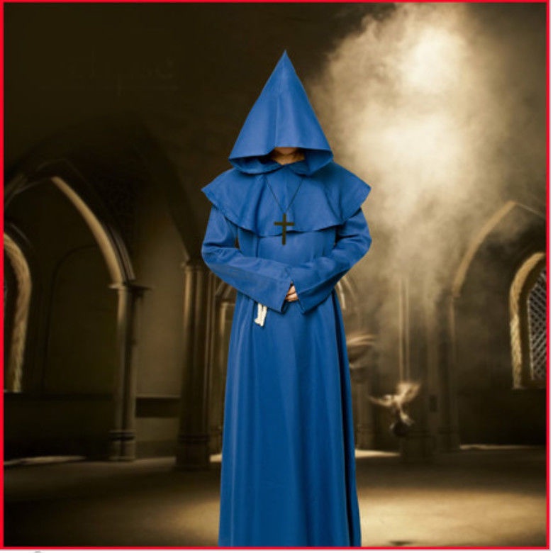 Medieval Monk Robe Pastor Dress Up Priest cos Costume Halloween Cloak ...