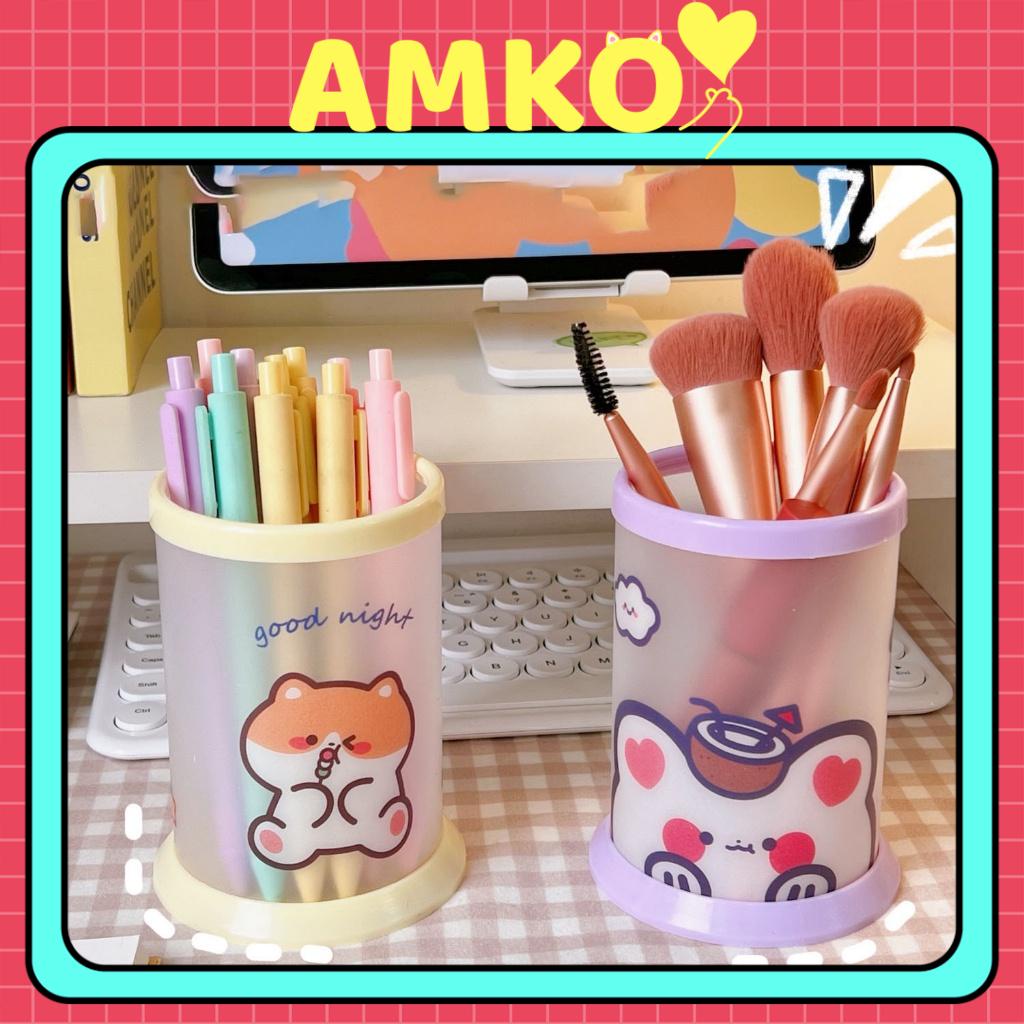 Ống Nhựa Đựng Bút Gấp Gọn Họa Tiết Động Vật Cute, Ống Nhựa Đựng Đồ Make Up Nhỏ Gọn Đa Năng AMKO ...