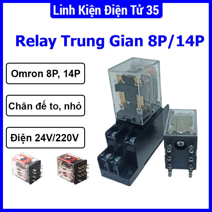 Rơle trung gian 8 chân 14 chân, relay MY4N LY2N 220V 24VDC 12VDC chất lượng | Shopee Việt Nam