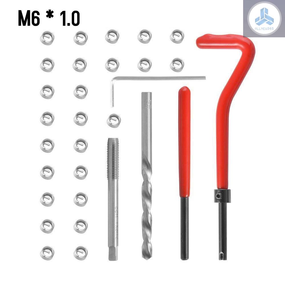 30Pcs Metric Thread Repair Insert Kit M5 M6 M8 M10 M12 M14 Helicoil Car Pro Coil Tool M6 * 1.0 ...