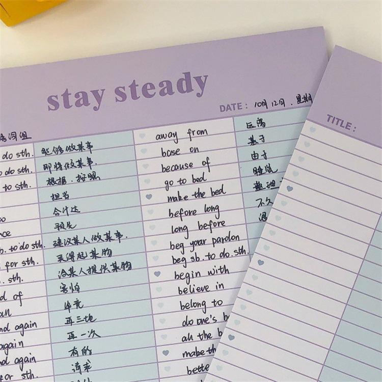 Tập note 30 tờ Stay steady, tập ôn tập từ mới ngữ pháp khổ B5 Giấy học ...
