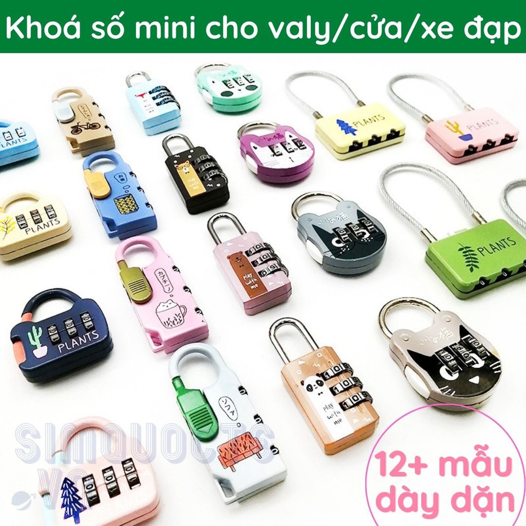 Ổ khoá số vali mini 3 số cao cấp bảo vệ hành lý họa tiết dễ thương tiện ...