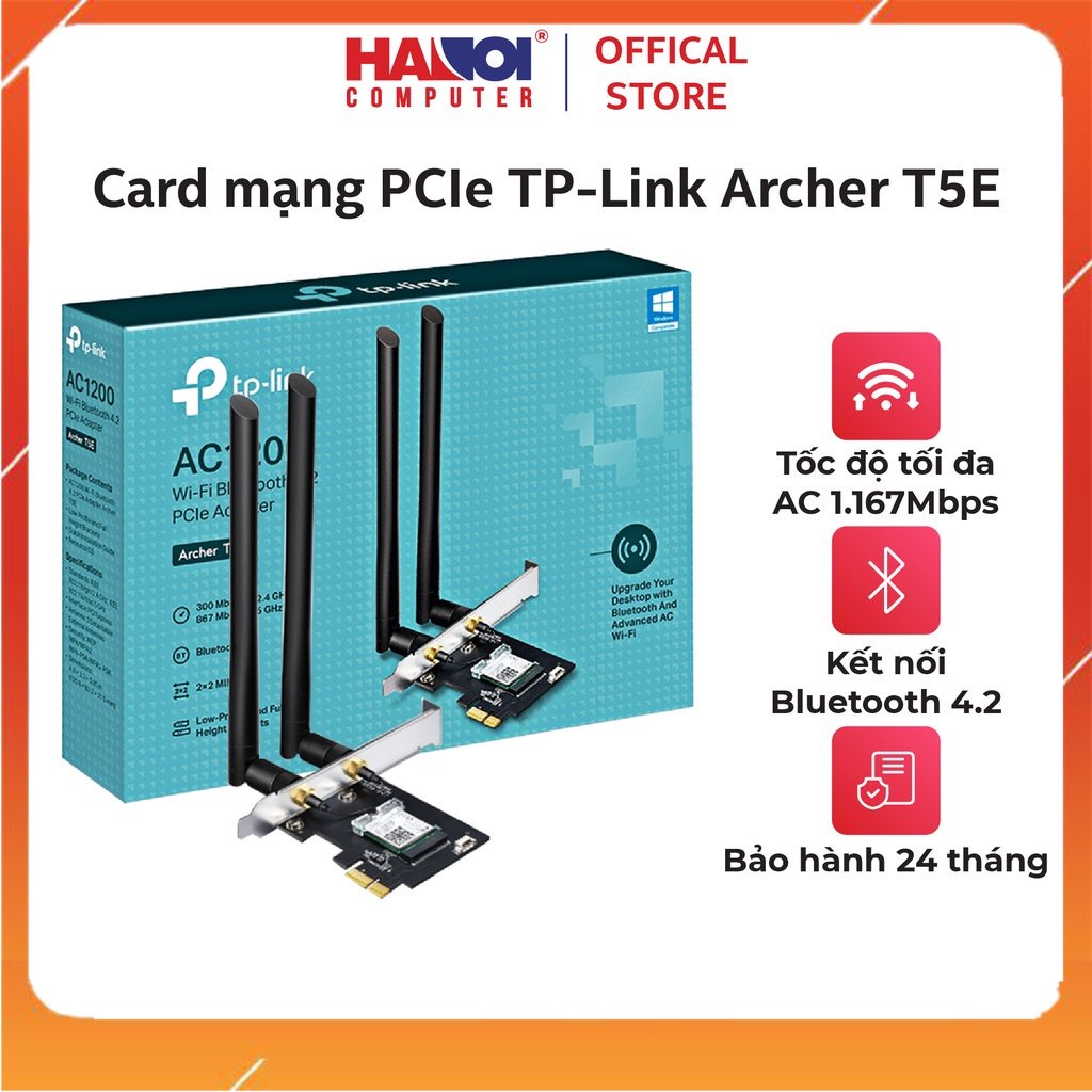Card mạng không dây PCIe TP-Link Archer T5E Wireless AC1200,Wi-Fi băng ...