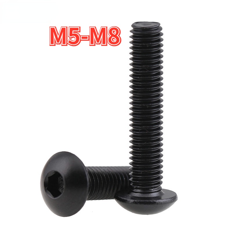 [xjk] Màu đen 304 đầu tròn bằng thép không gỉ ổ cắm hình lục giác vít nửa tấm đầu vít đầu nấm bu ...