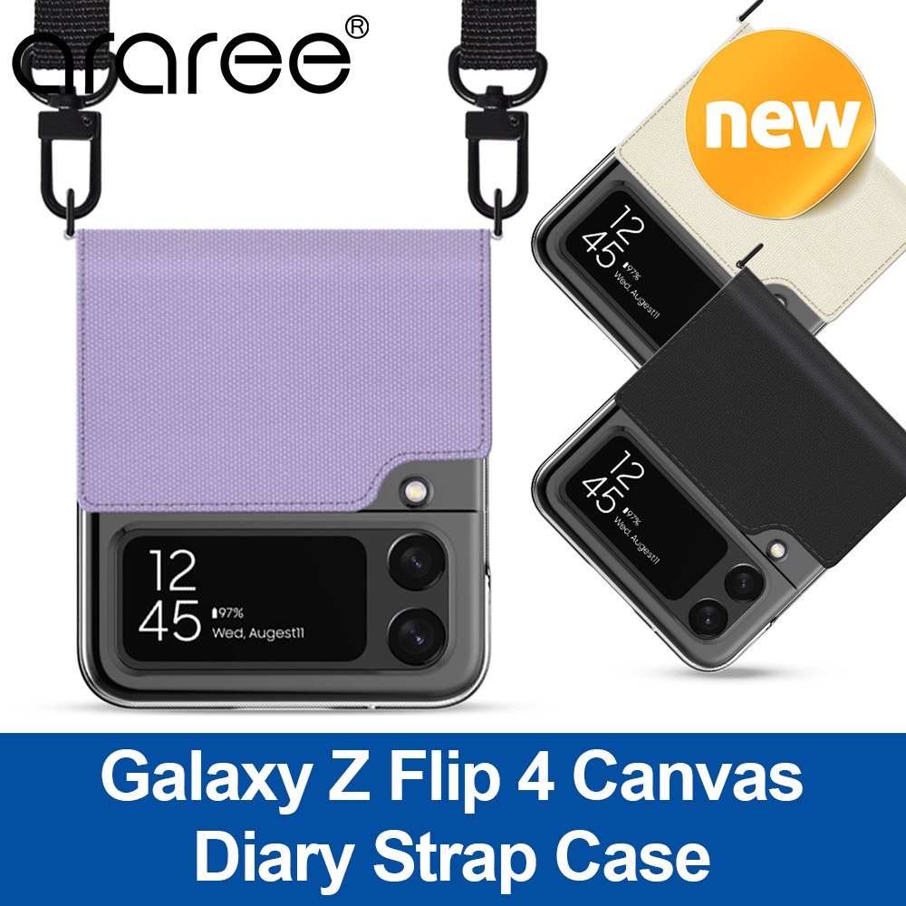 Araree Galaxy Z Flip 4 Canvas Diary Strap Case Korea | Shopee Việt Nam