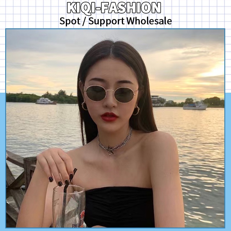 (KIQI-FASHION) COD Kính Mát Gọng Oval Kim Loại Chống Tia UV400 Thời ...