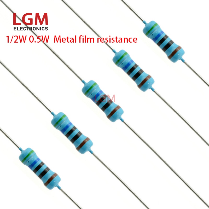 Set 50 Điện Trở Kim Loại 0.5W 1 / 2W 1% 1R-1M 1R 10R 100R 1K 4.7K 10K 1M Ohm Chuyên Dụng ...