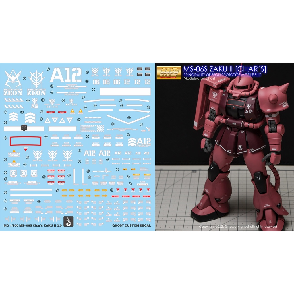 Decal trượt nước YAN GHOST MG MS-06S ZAKU RED 2.0 (MG019) | Shopee Việt Nam