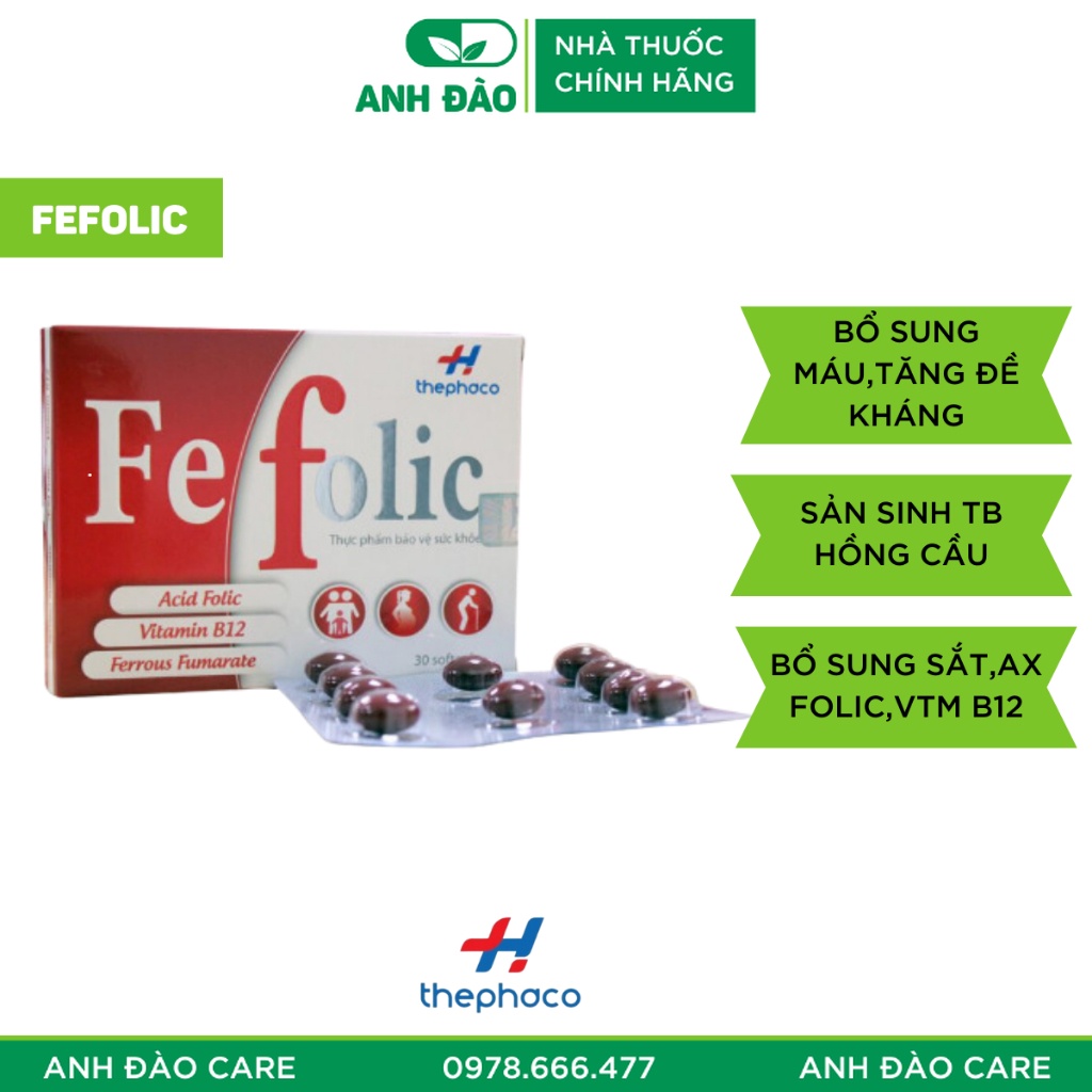 FeFolic của Thephaco Hộp 30v- NHÀ THUỐC ANH ĐÀO [CHÍNH HÃNG] | Shopee ...