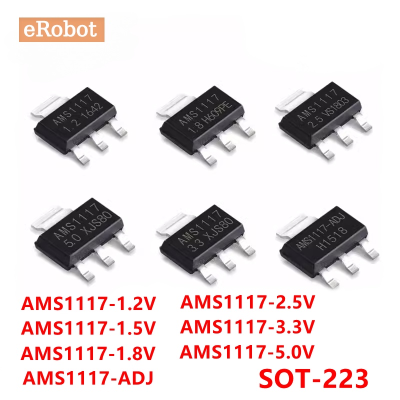 Set 20 / 50 Bộ Điều Chỉnh Điện Áp AMS1117-3.3 AMS1117-5.0 1.2V 1.5V 1.8V 2.5V 3.3V 5V ADJ SOT ...