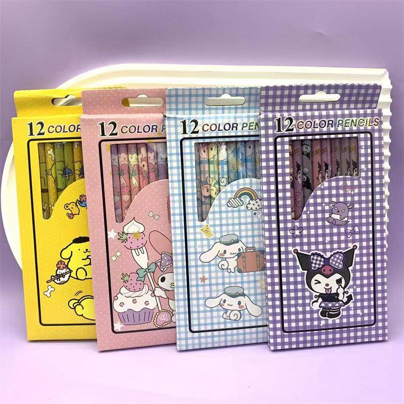 12 màu sắc sanrio mymelody kuromi cinnamoroll pompom purin bút chì bằng gỗ không độc hại hb chì ...
