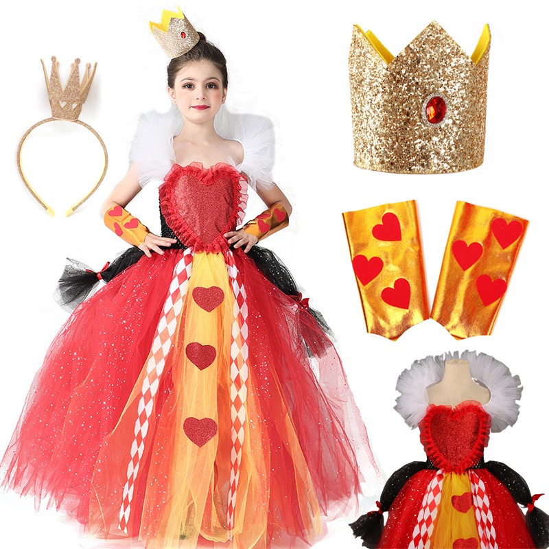 Evil red queen sparkly girls tutu dress deluxe wonderland royal heart ...
