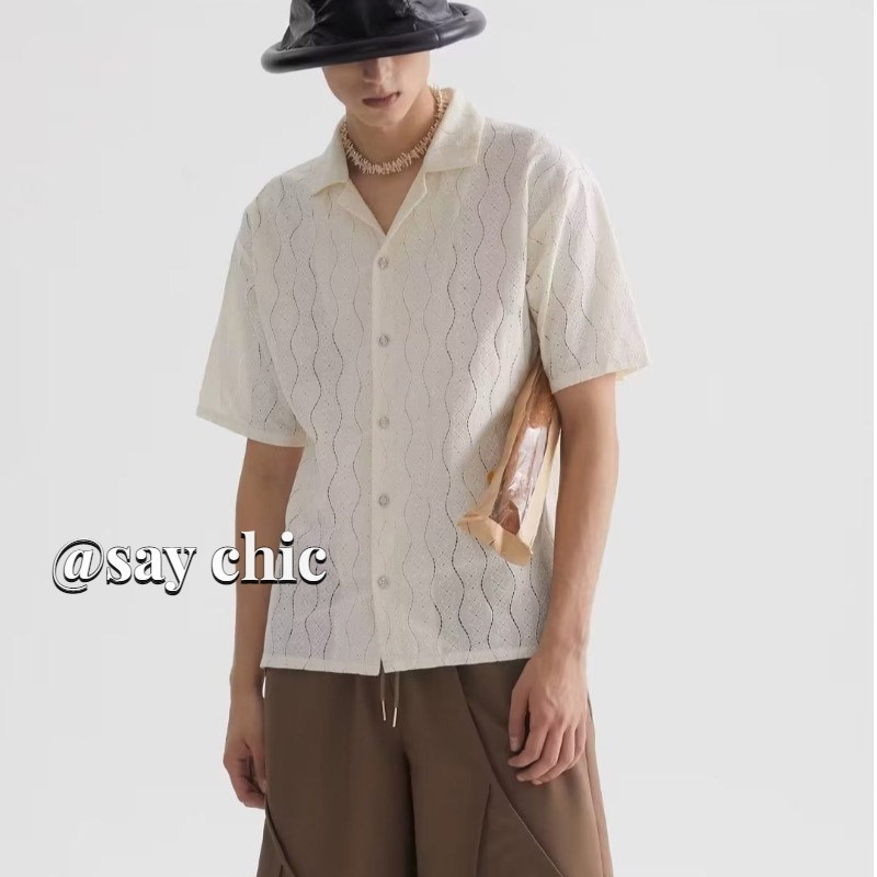 SAY CHIC Áo Sơ Mi Dệt Kim Dáng Rộng Thời Trang Mùa Hè Mới Cho Nam ...