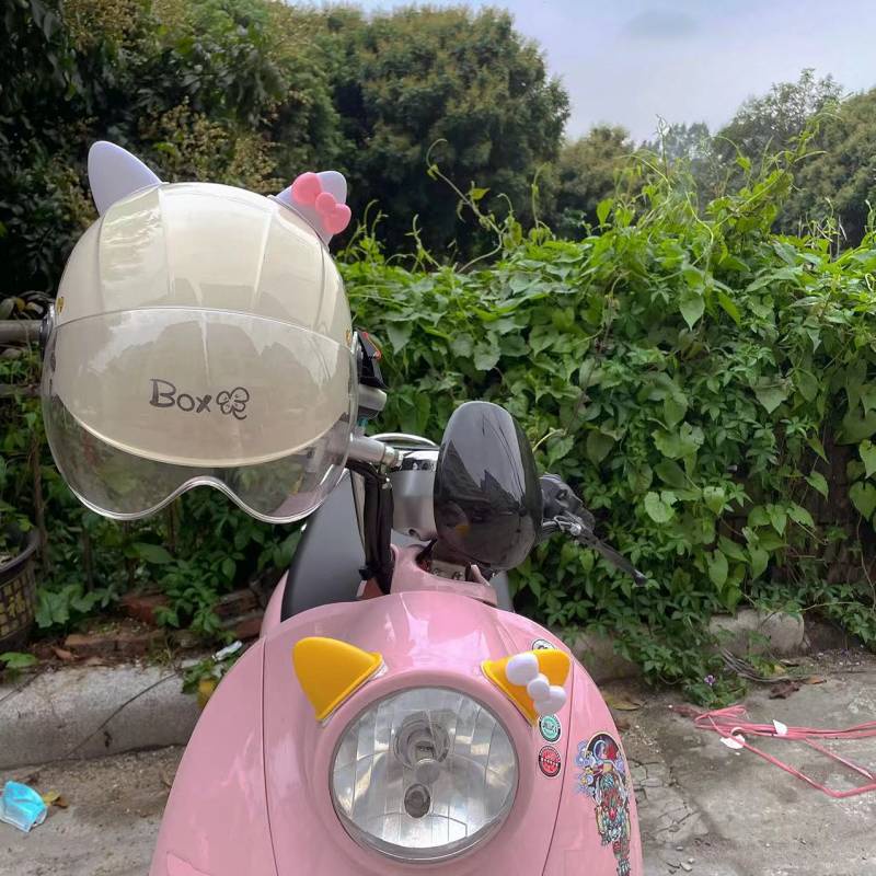 Electric Car Decoration Hello Kitty Ears Helmet Decoration Stereo Car ...