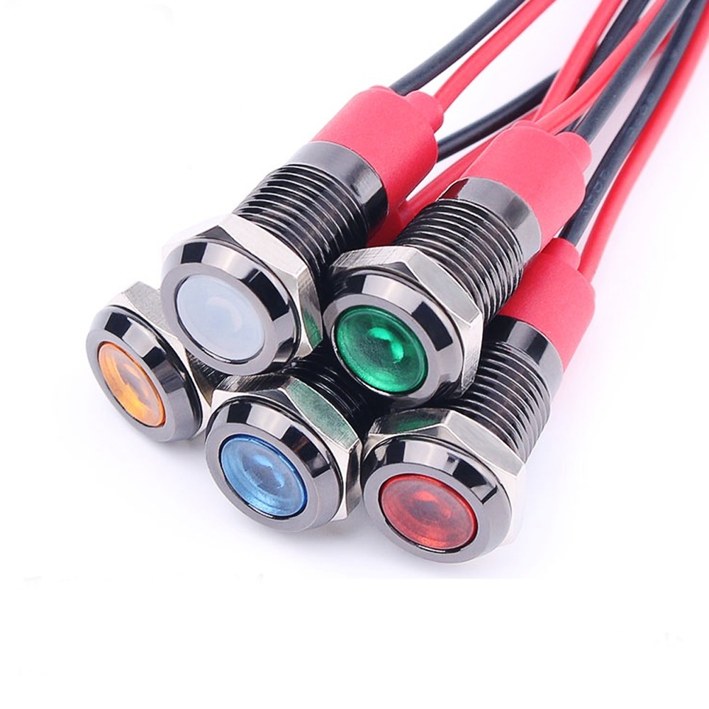 Đèn cảnh báo tín hiệu nguồn LED 8/10/12/16mm, Vỏ Kim loại chống nước IP67 (5V-24V | 220V ...