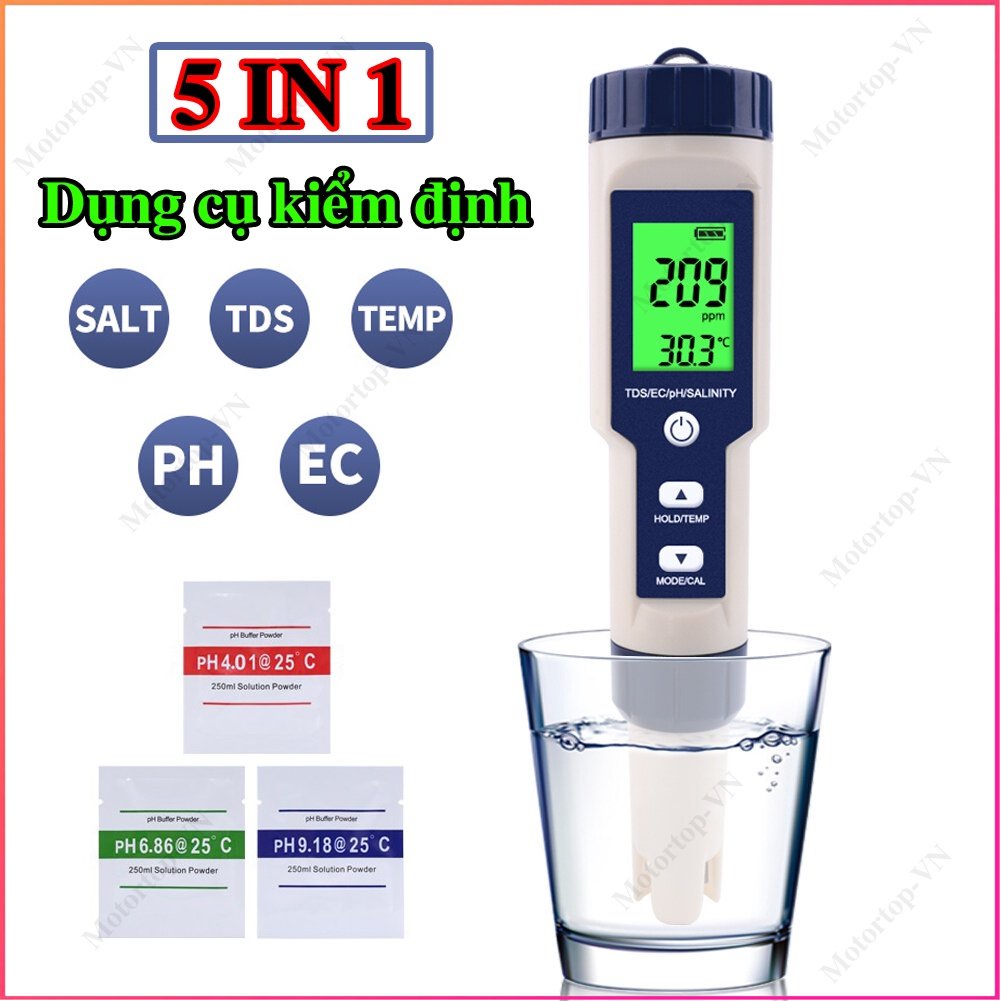 Máy đo Ph Nước, độ Mặn EZ-9909SP điện Tử 5 Chức Năng Trong 1,PH/SALT ...