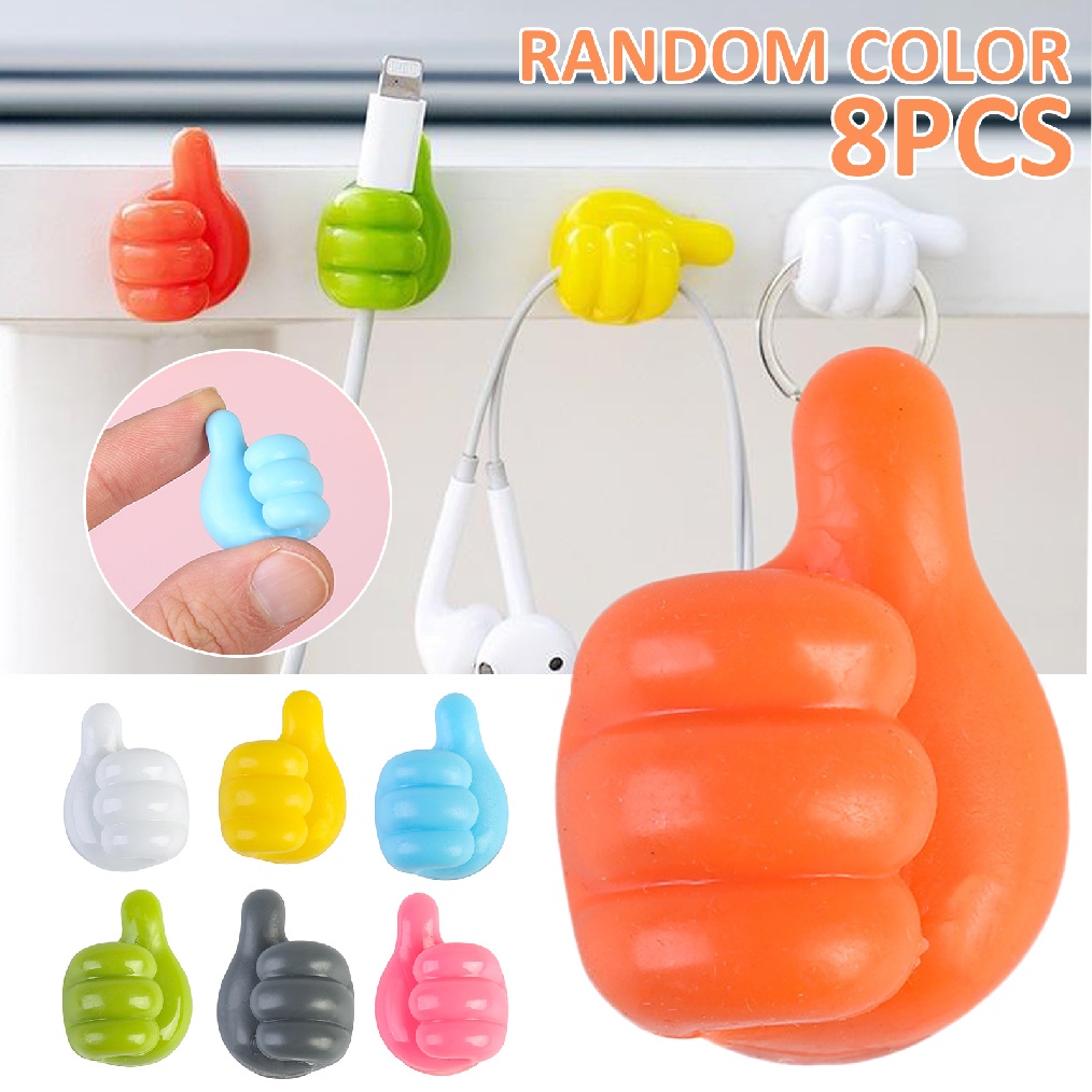 New 8pcs Multifunction Thumbs Plug Cable Holder Key Hook Towel Wall ...