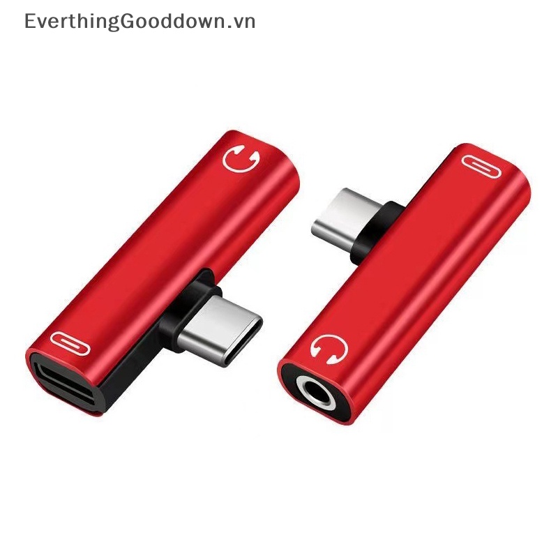 Everthinggooddown 2 in1 loại c sang jack 3.5mm cáp sạc tai nghe bộ chuyển đổi âm thanh cho máy ...