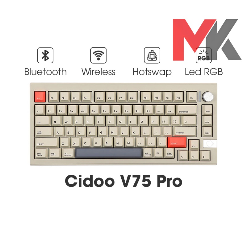 Bàn phím cơ Cidoo V75 Pro 3 Mode (Type-C/ 2.4Ghz/ Bluetooth) Mạch xuôi ...