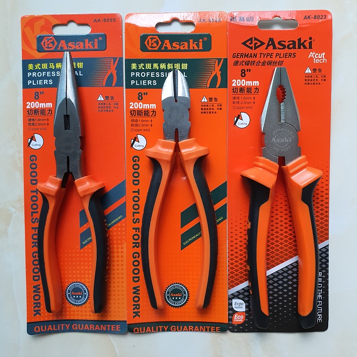 Bộ 3 kìm CẮT-NHỌN-ĐIỆN [HÀNG CHÍNH HÃNG] ASAKI 6" AK-8102 AK-8105 AK-8108 cao cấp | Shopee Việt Nam