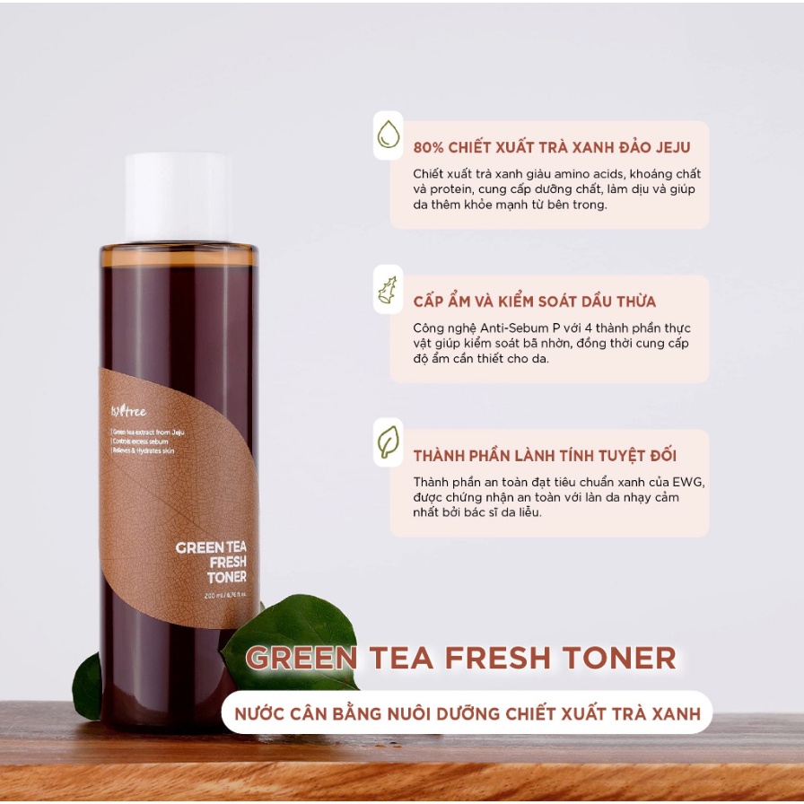 Toner trà xanh Isntree Green Tea Fresh 200ml nuôi dưỡng, làm dịu da và chống oxy hoá tốt ...