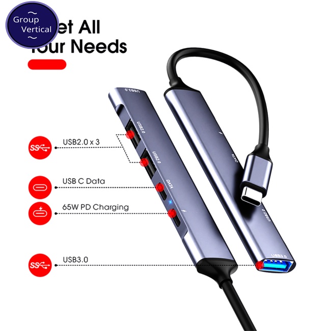 Group Vertical 5 trong 1 bộ chuyển đổi usb c hub type-c đa chức năng bộ ...