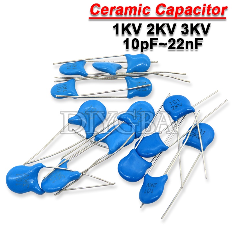 20 cái 1kv 2kv 3kv tụ gốm cao áp 5pf 30pf 47pf 56pf 100pf 220pf 1nf 2 ...