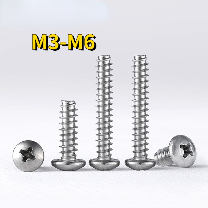 [xjk] Sus304 đầu tròn đuôi phẳng tự khai thác vít cắt đuôi vít vít vít bằng gỗ m3 m3.5 m4 m5 m6 ...