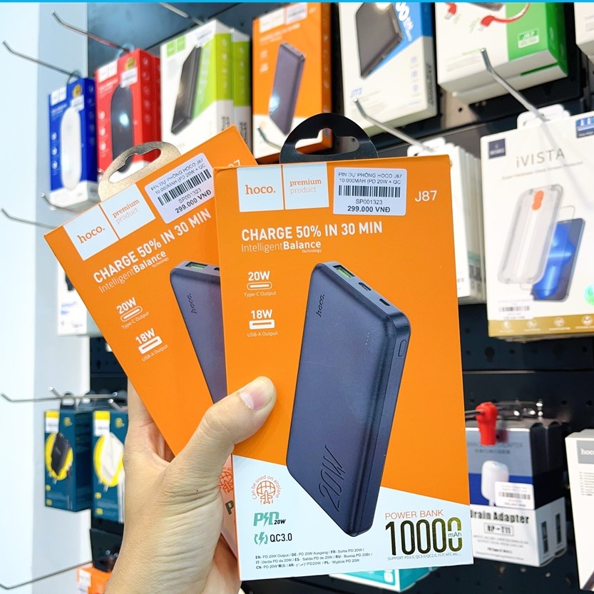 Sạc dự phòng Hoco J87 10.000mah sạc nhanh QC 3.0 và PD 20w (CHÍNH HÃNG ...