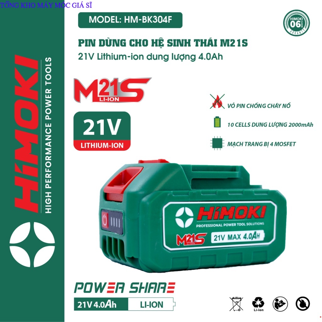 Pin Himoki 10 Cell Mạch 4 mosfet có đèn báo pin - Pin máy khoan, máy ...